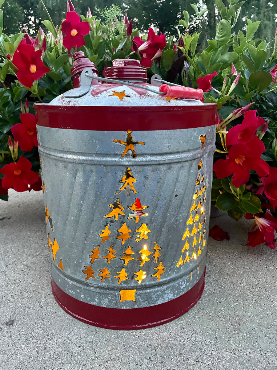 Large Christmas Tree Gas Can Luminary - Red Stripe – The Steelworker's ...