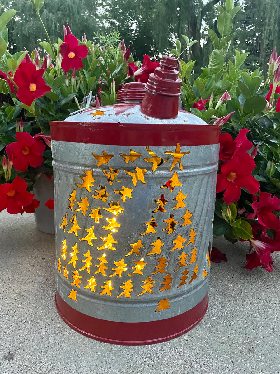Large Christmas Tree Gas Can Luminary - Red Stripe – The Steelworker's ...