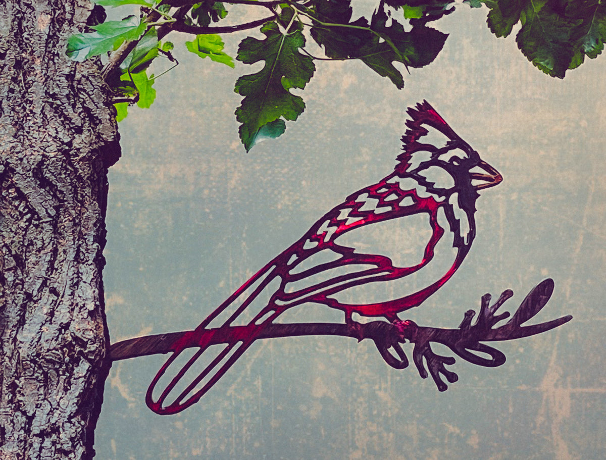 Cardinal Metal Art Tree Stake – The Steelworker's Daughter